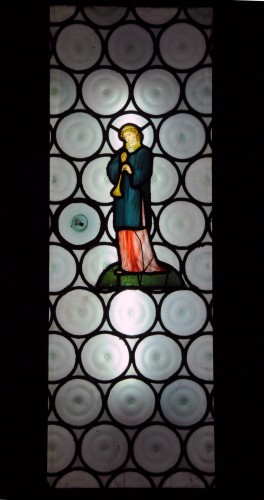 Minstrel stained glass panel - William Morris Gallery