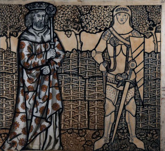 King Arthur and Sir Lancelot cartoon for stained glass - William Morris ...