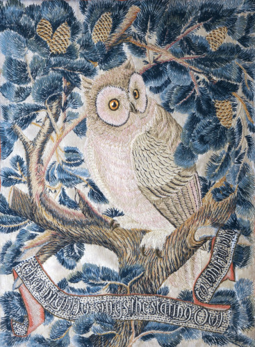 Owl embroidered panel - William Morris Gallery