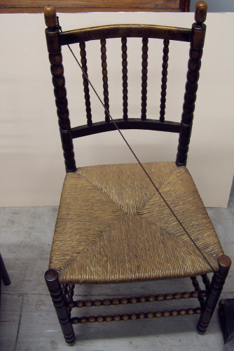 Rush-seated, ebonised wood chair - William Morris Gallery