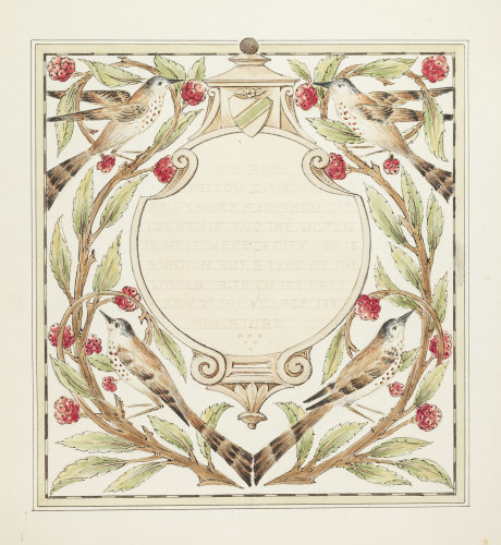 Bird and bramble design for ornamented verse - William Morris Gallery
